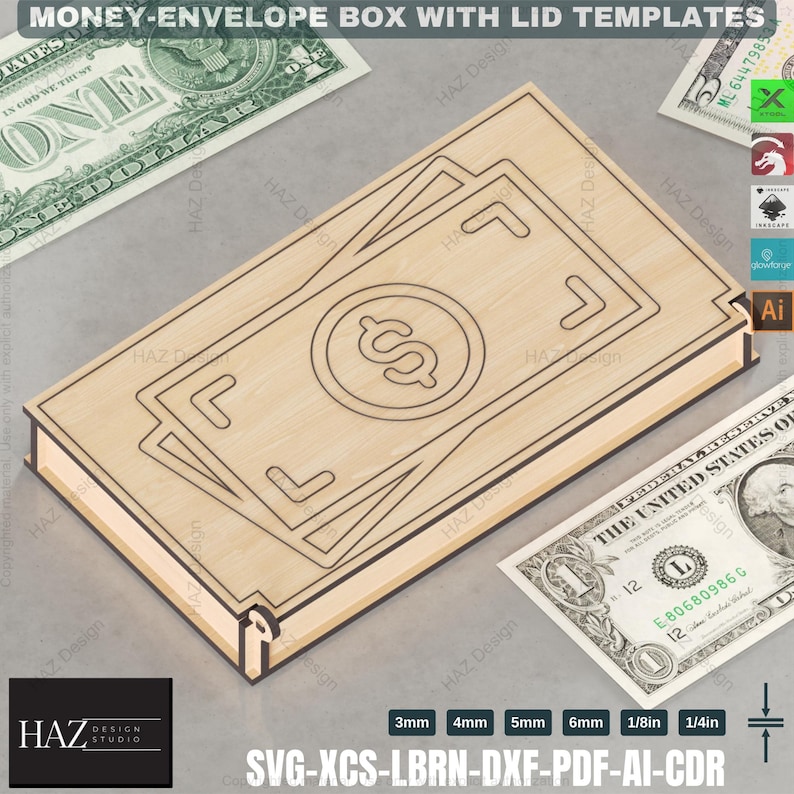 Laser Cut Money Gift Box - Cash Envelope, SVG Template,money Box SVG ...