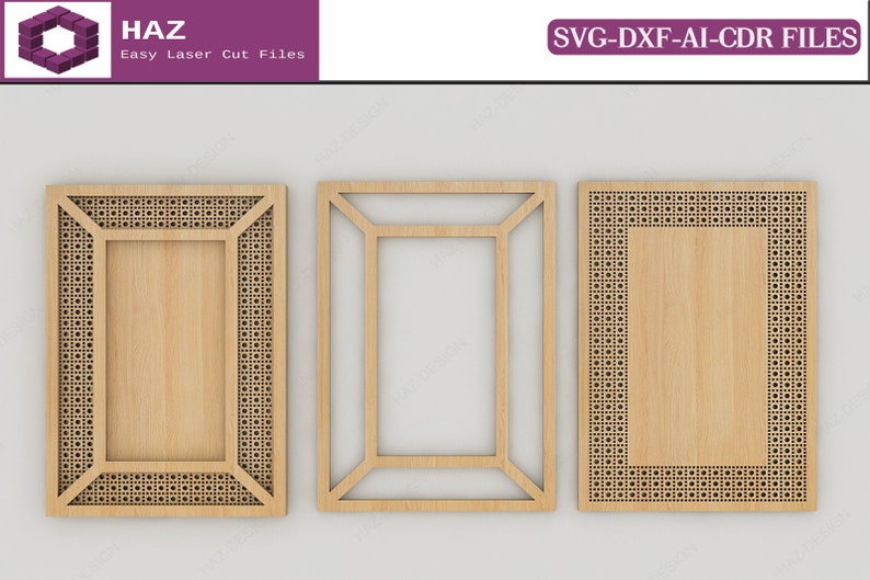 Photo Frame Bundle / Wooden Cane Webbing Patterns / Frames With Rattan ...