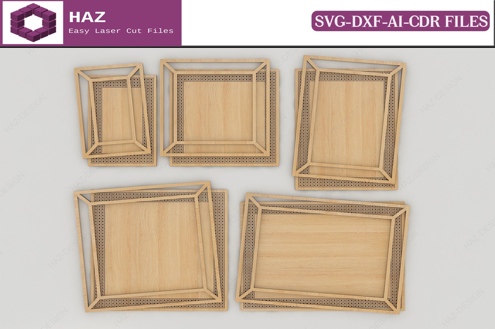 Photo Frame Bundle / Wooden Cane Webbing Patterns / Frames With Rattan ...