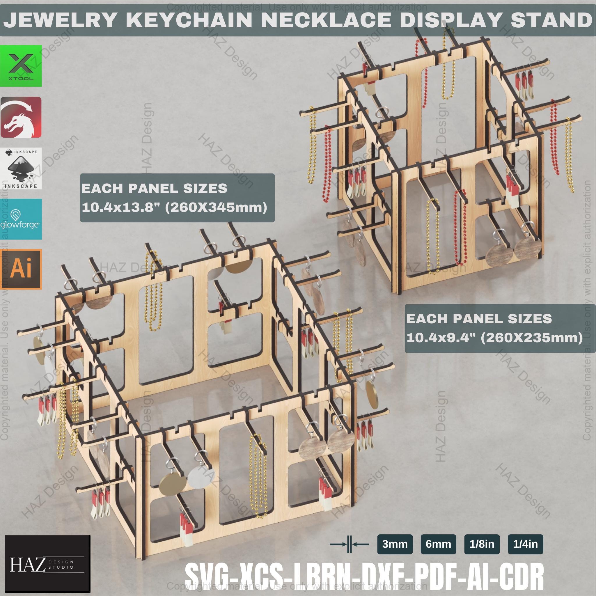 Laser Cut Jewelry Stand & Modular Panel Files Keychain Display Template ...