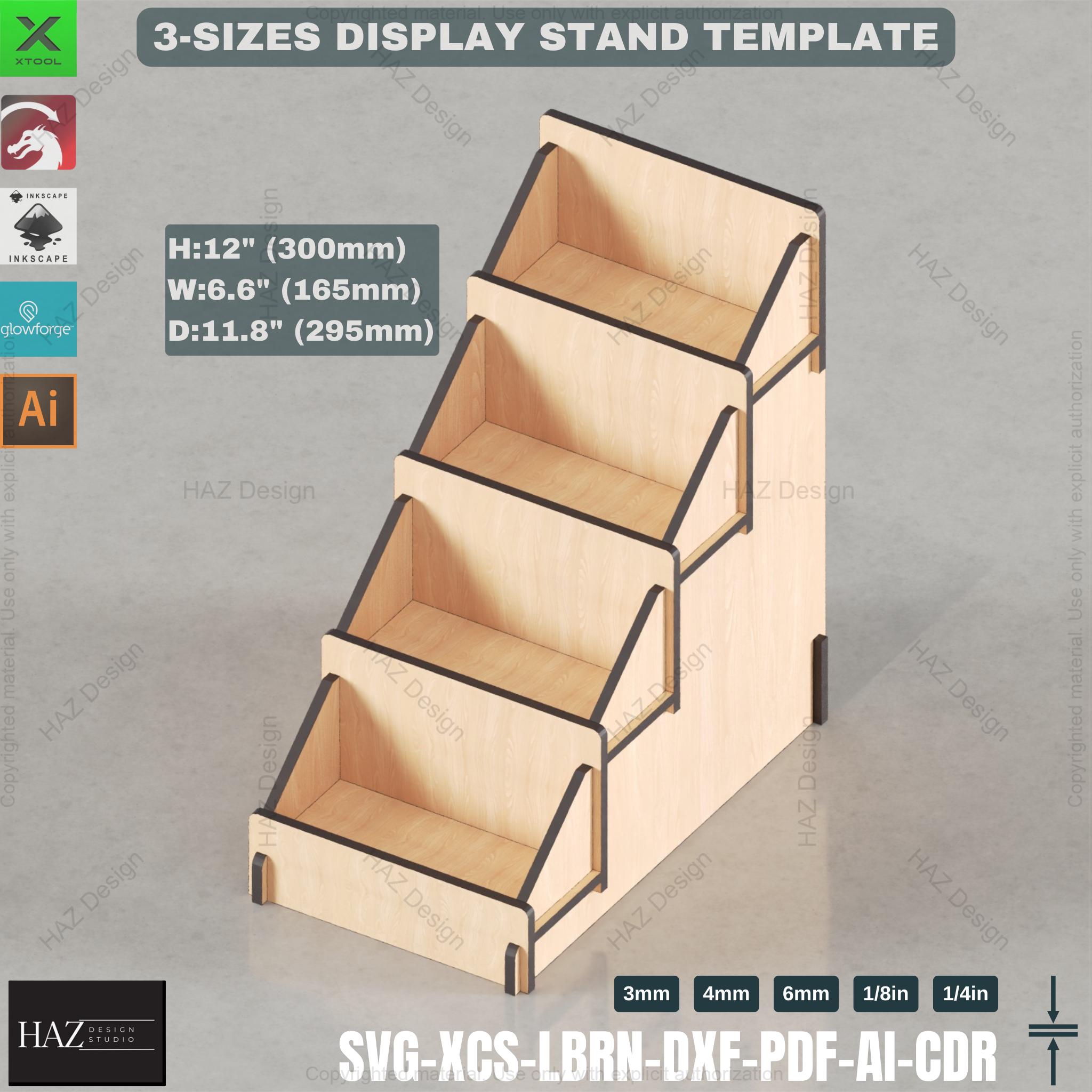3 Size Display Stand SVG Laser Cut Retail Shelving Template,laser Cut ...