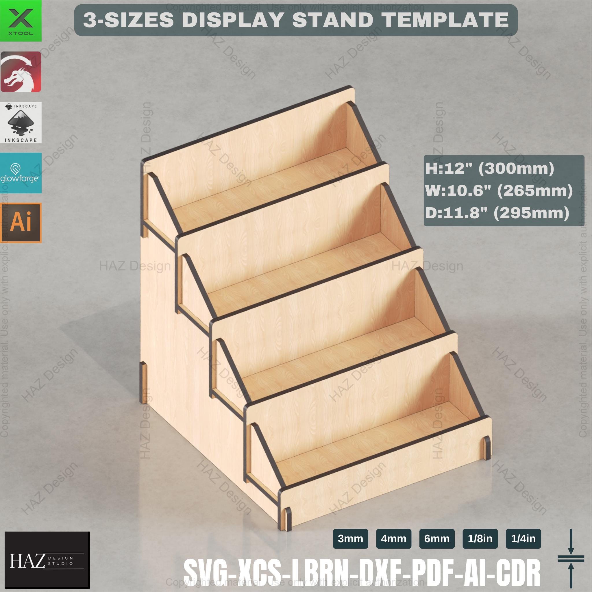 3 Size Display Stand SVG Laser Cut Retail Shelving Template,laser Cut ...