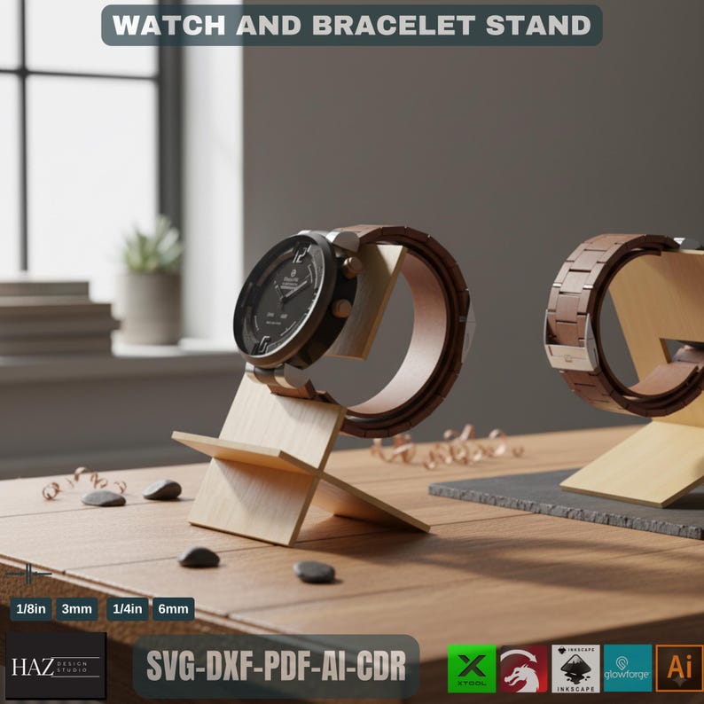 Laser Cut Watch & Bracelet Stand SVG | Digital File for Glowforge Xtool ...