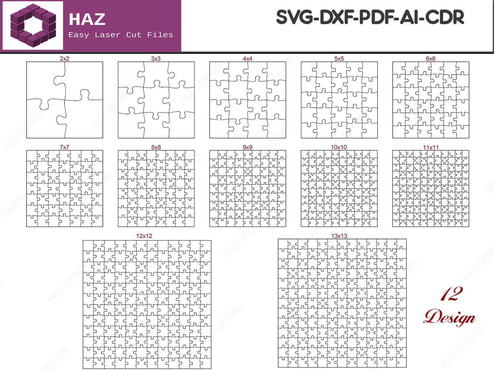 Puzzle Svg Templates / Laser Cut Jigsaw Puzzle Bundle / Puzzle Pieces ...