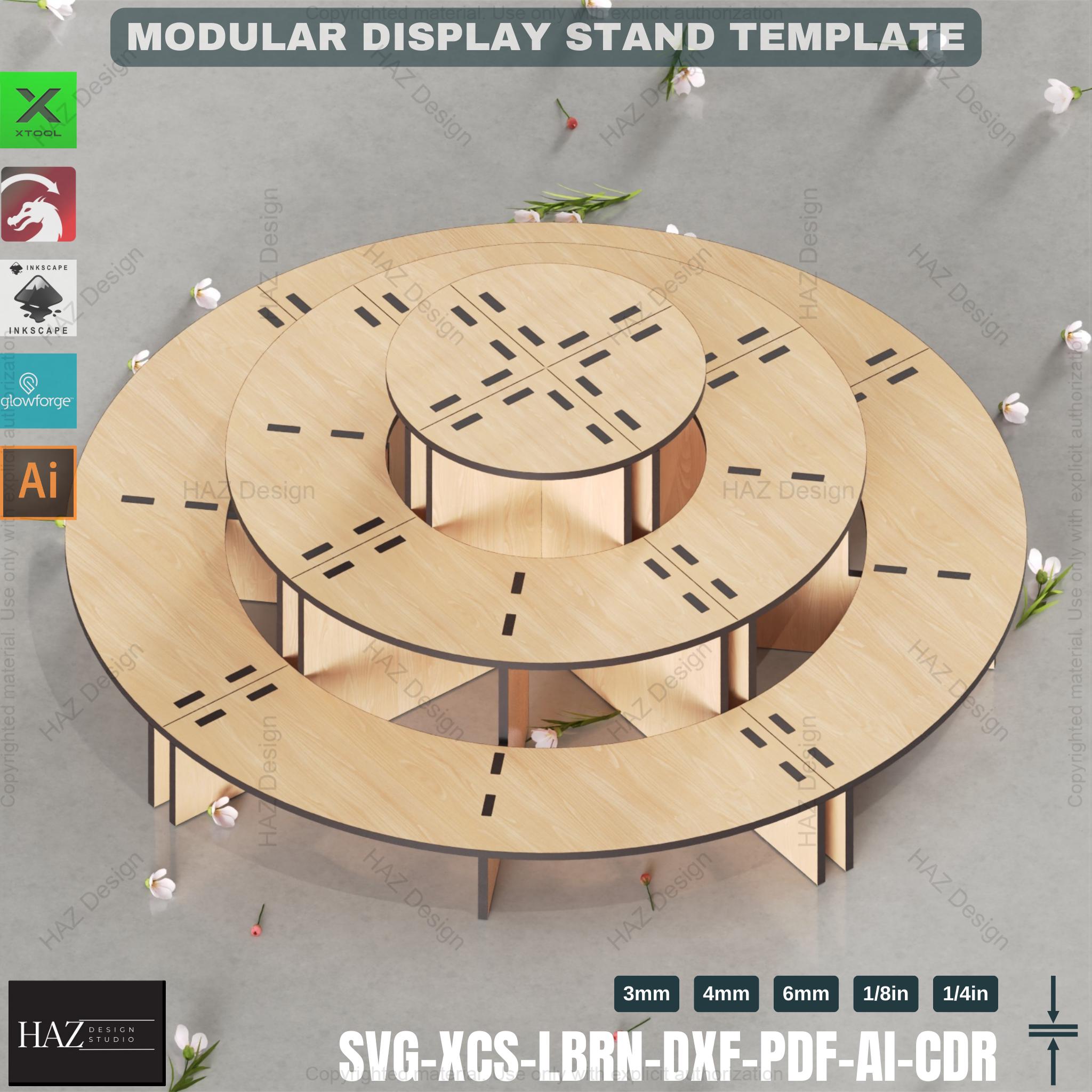 Modular Display Stand SVG Laser Cut Retail Shelving Exhibition Stand,3 ...