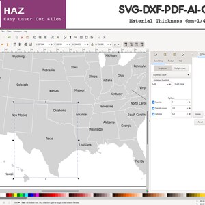 Laser Cut USA Map Divided States / United States America Lightburn ...