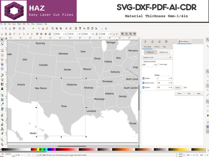 Laser Cut USA Map Divided States / United States America Lightburn ...