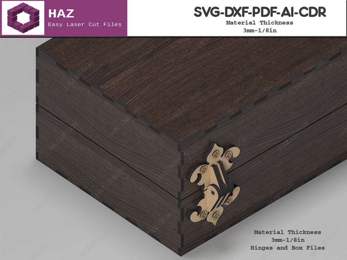 Wood Box and Hinge Svg Files / Jewellery Boxes / Laser Cut Hinges ...
