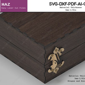 Wood Box and Hinge Svg Files / Jewellery Boxes / Laser Cut Hinges ...