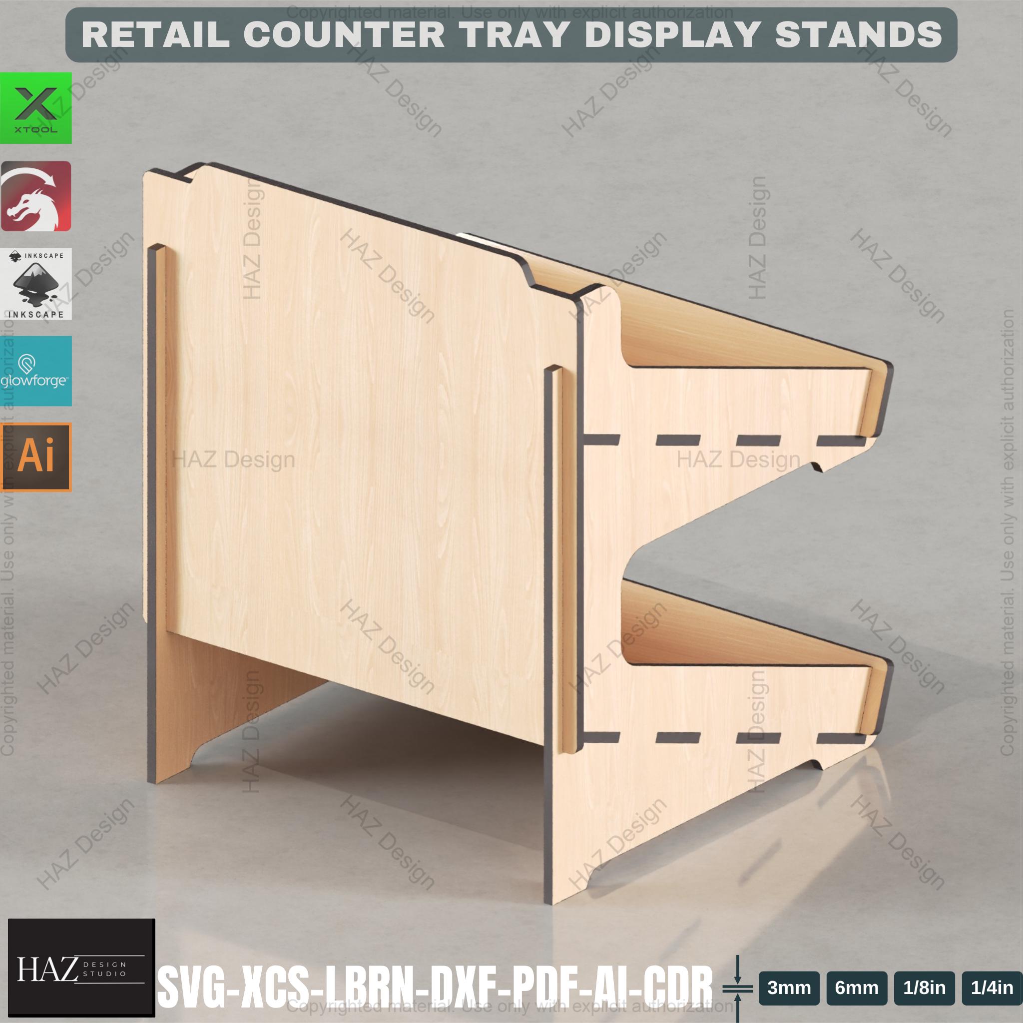 Curved Back Retail Tray Stand Laser Cut Files Multi-tier Counter ...