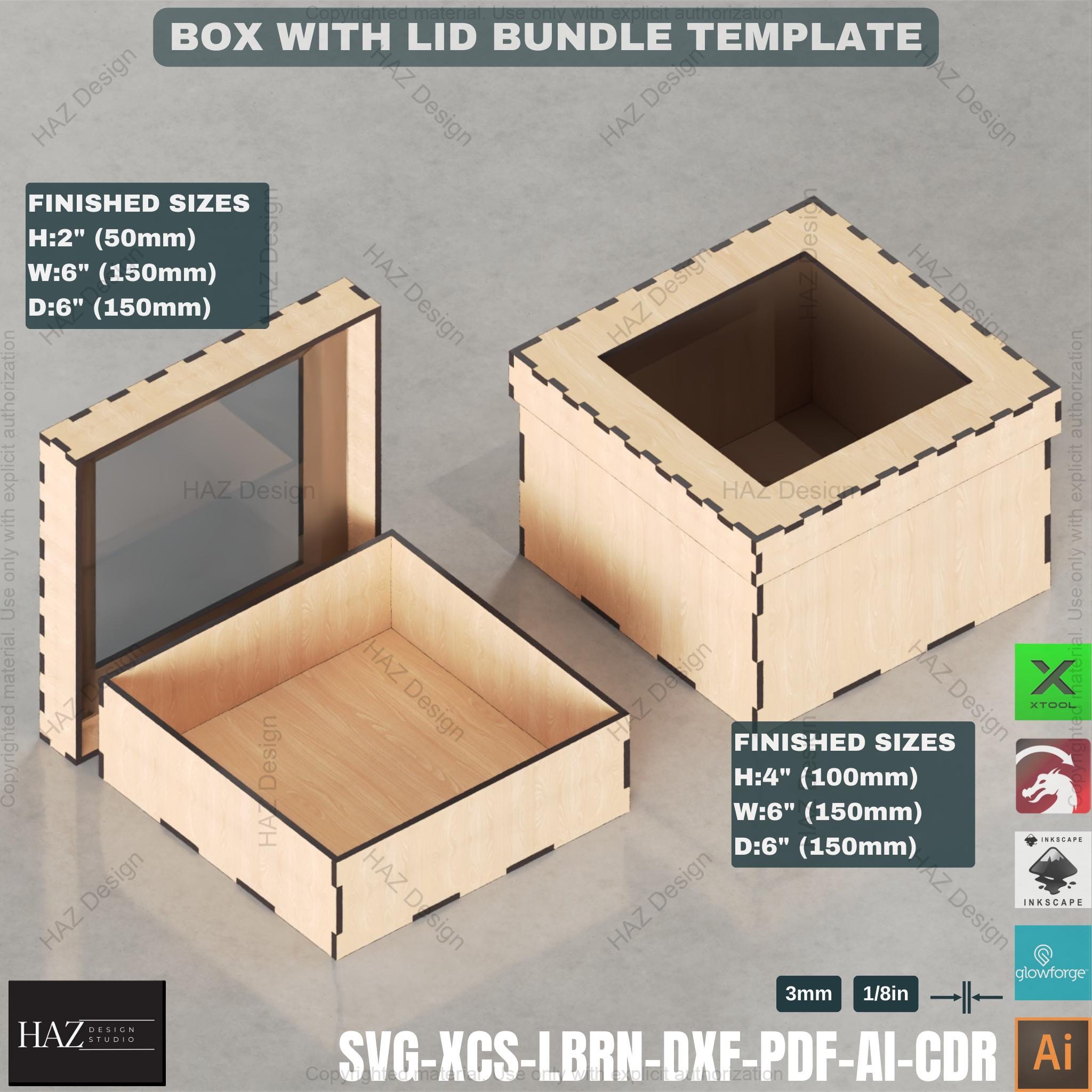 Laser Cut Box Template Bundle 12 Sizes With Lids for Gifts,storage ...