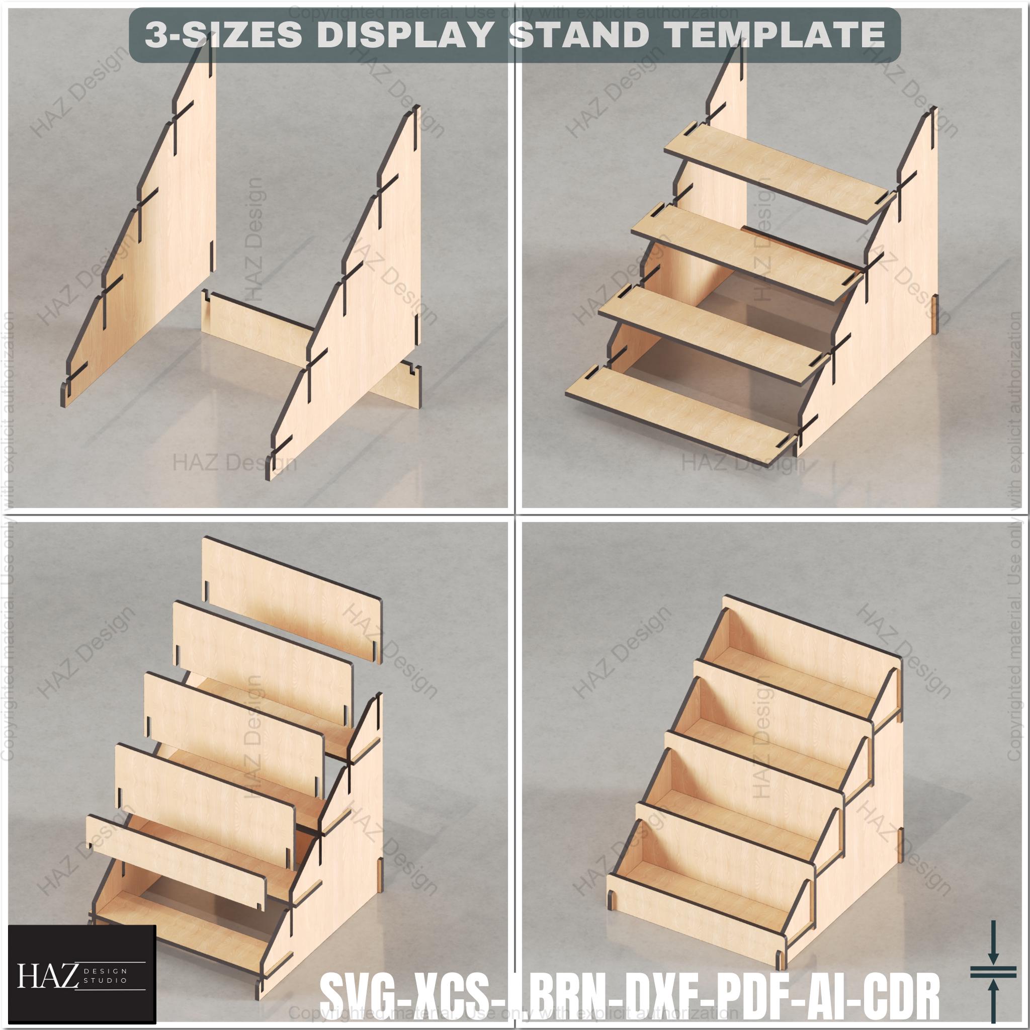 3 Size Display Stand SVG Laser Cut Retail Shelving Template,laser Cut ...