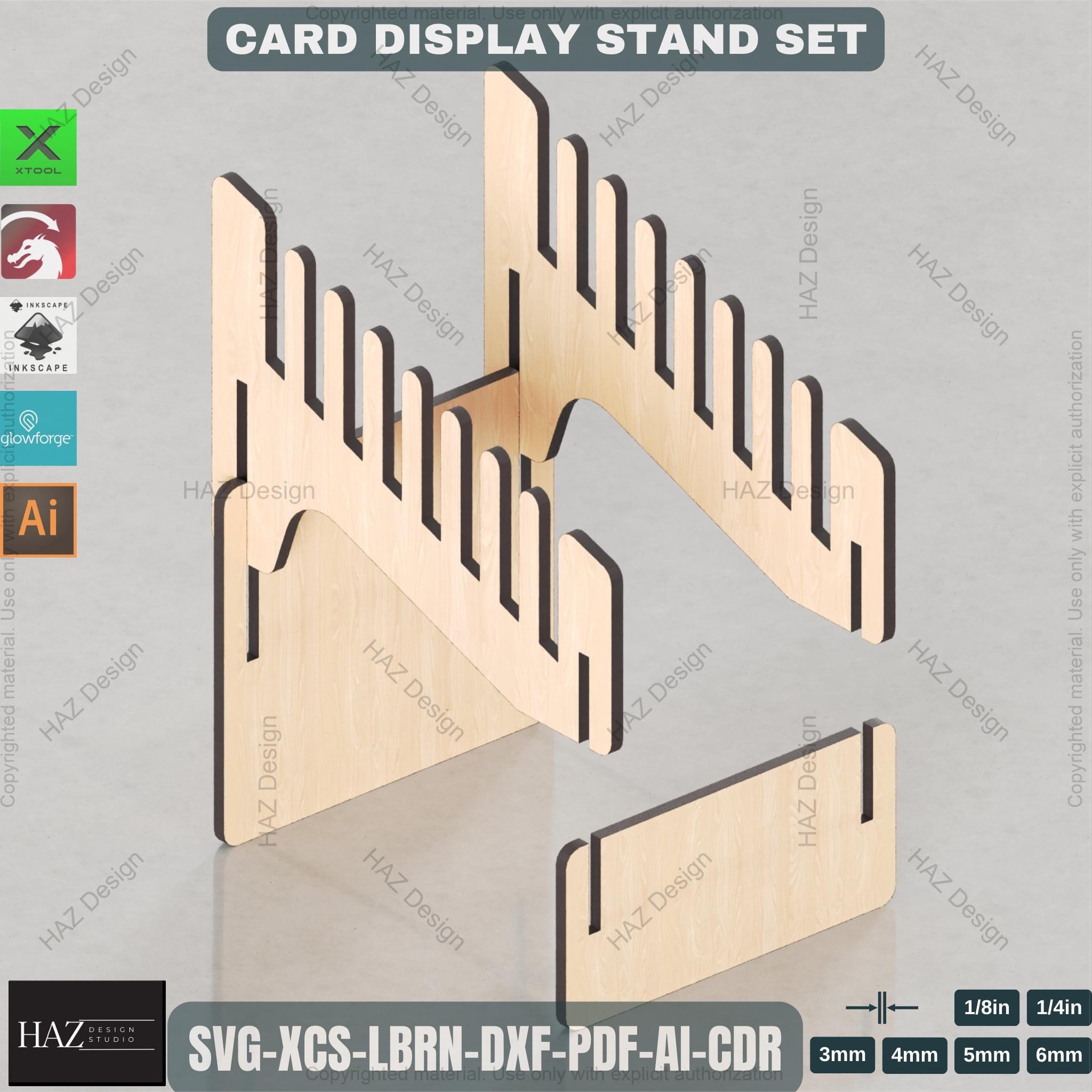 Laser Cut Card Display Stand Set Files for Greeting Cards,postcards ...