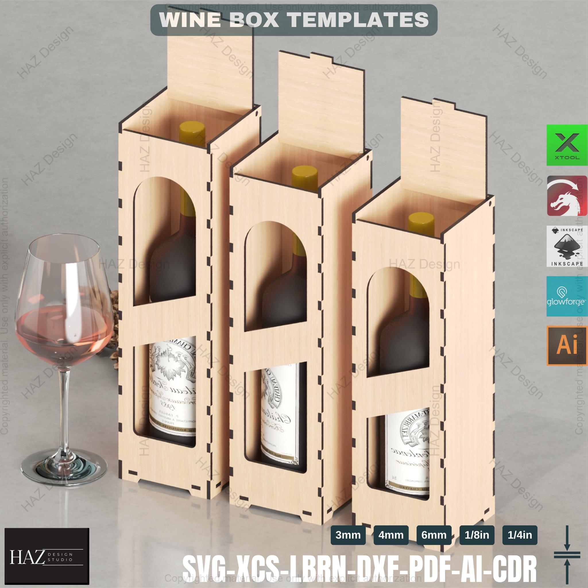 Laser Cut Wine Box - 3 Sizes, 7 Designs - Gift Template,wine Box ...