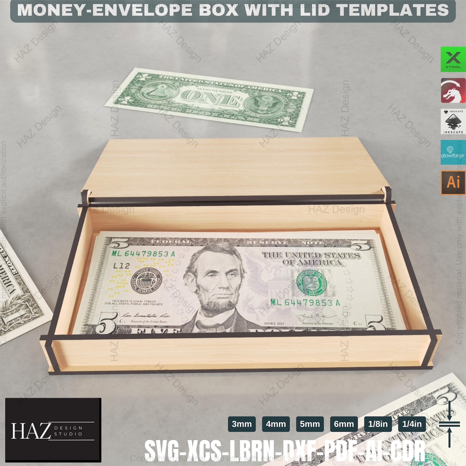 Laser Cut Money Gift Box - Cash Envelope, SVG Template,money Box SVG ...