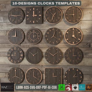 Assorted Clock Design Pack, Laser Engraving Templates, DIY Maker Files ...
