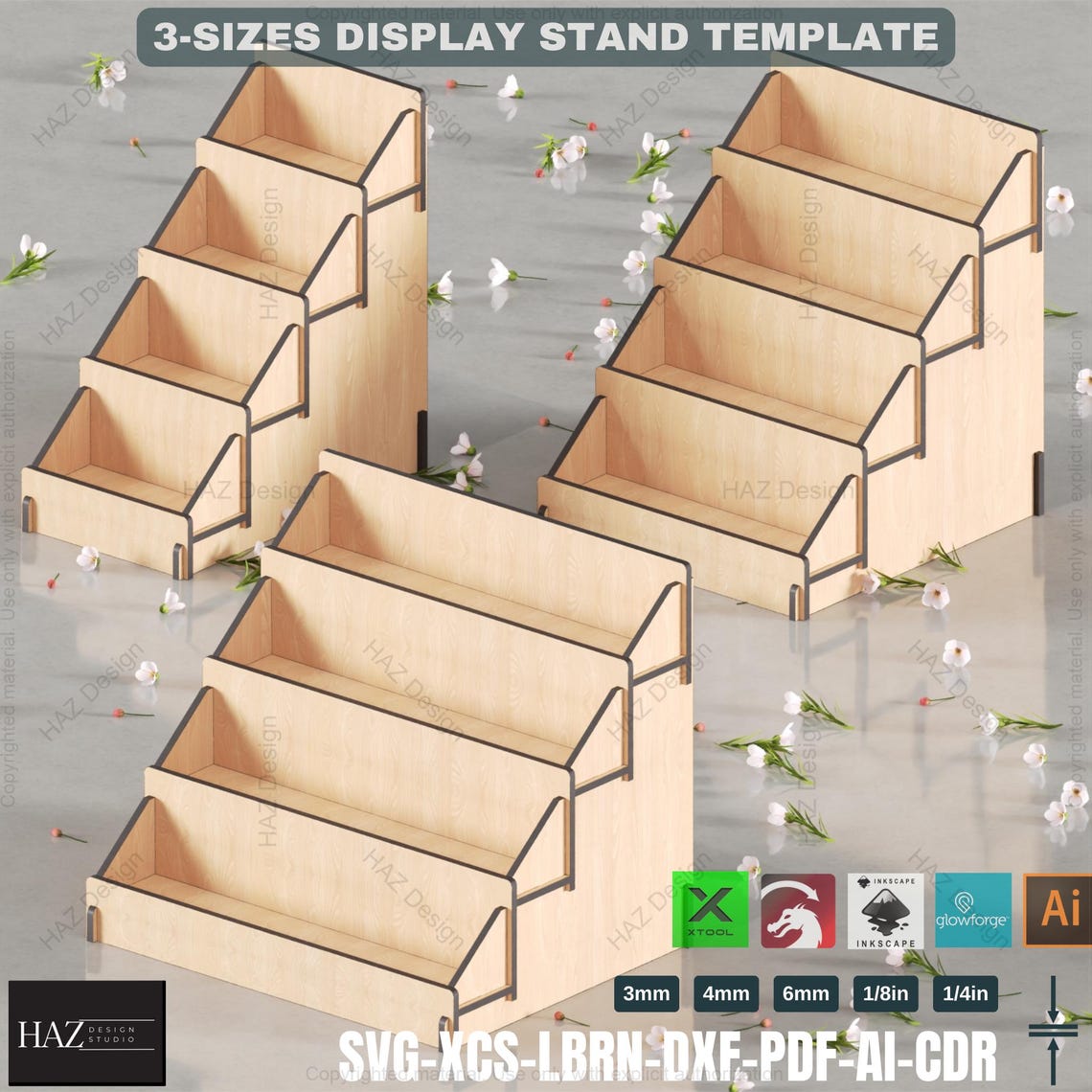 3 Size Display Stand SVG Laser Cut Retail Shelving Template,laser Cut ...