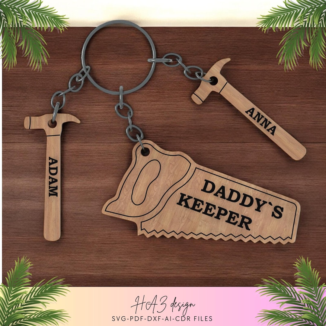 Personalized Father's Day Keyring Design | DIY Laser Cut Keychain Gift ...