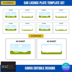 Customizable Car License Plate Frame Template Set | Editable Canva ...
