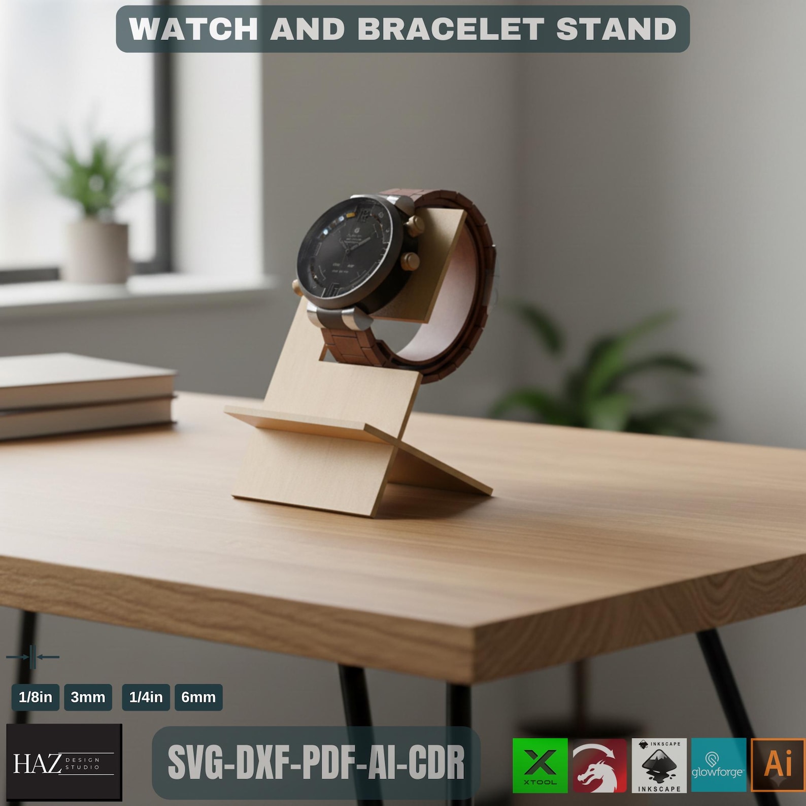 Laser Cut Watch & Bracelet Stand SVG | Digital File for Glowforge Xtool ...