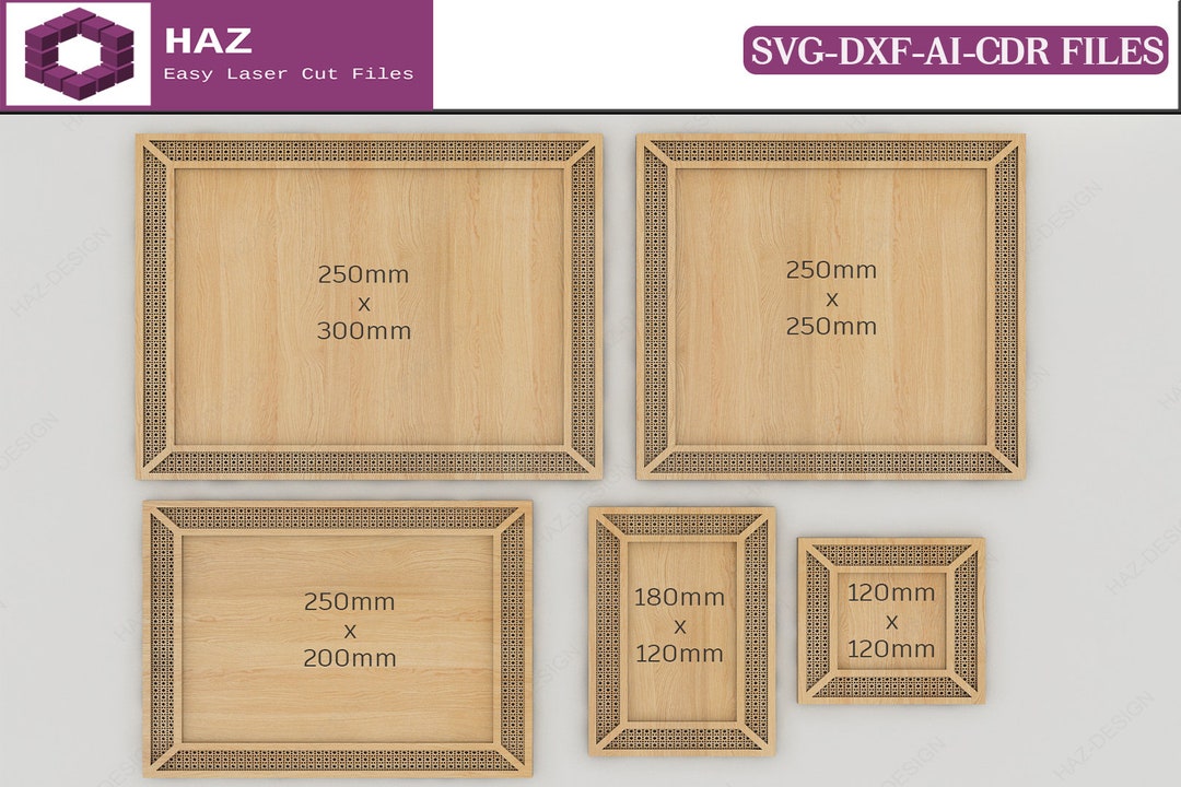 Frames With Rattan Patterned Edges / Photo Frame Set / Wooden Cane ...