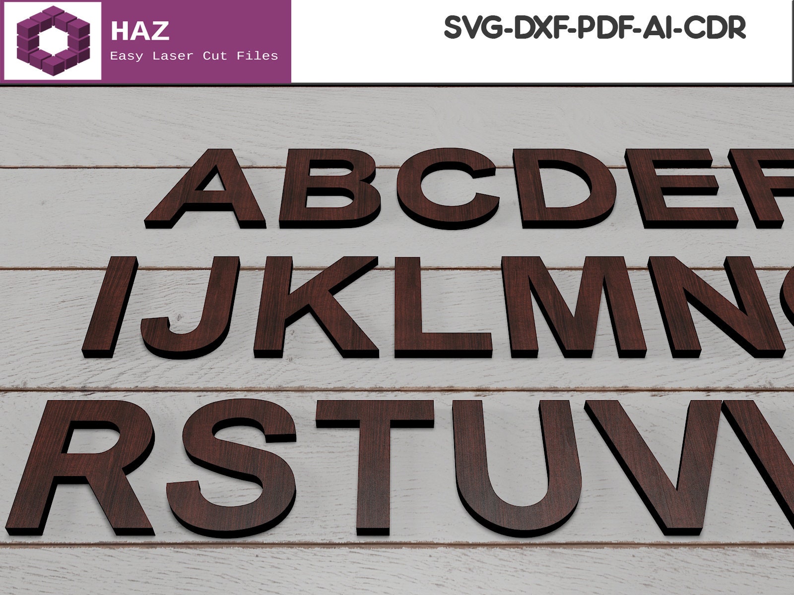 Elegant Laser Cut Alphabet Letters - Multi-format SVG, DXF, Pdf, Ai ...
