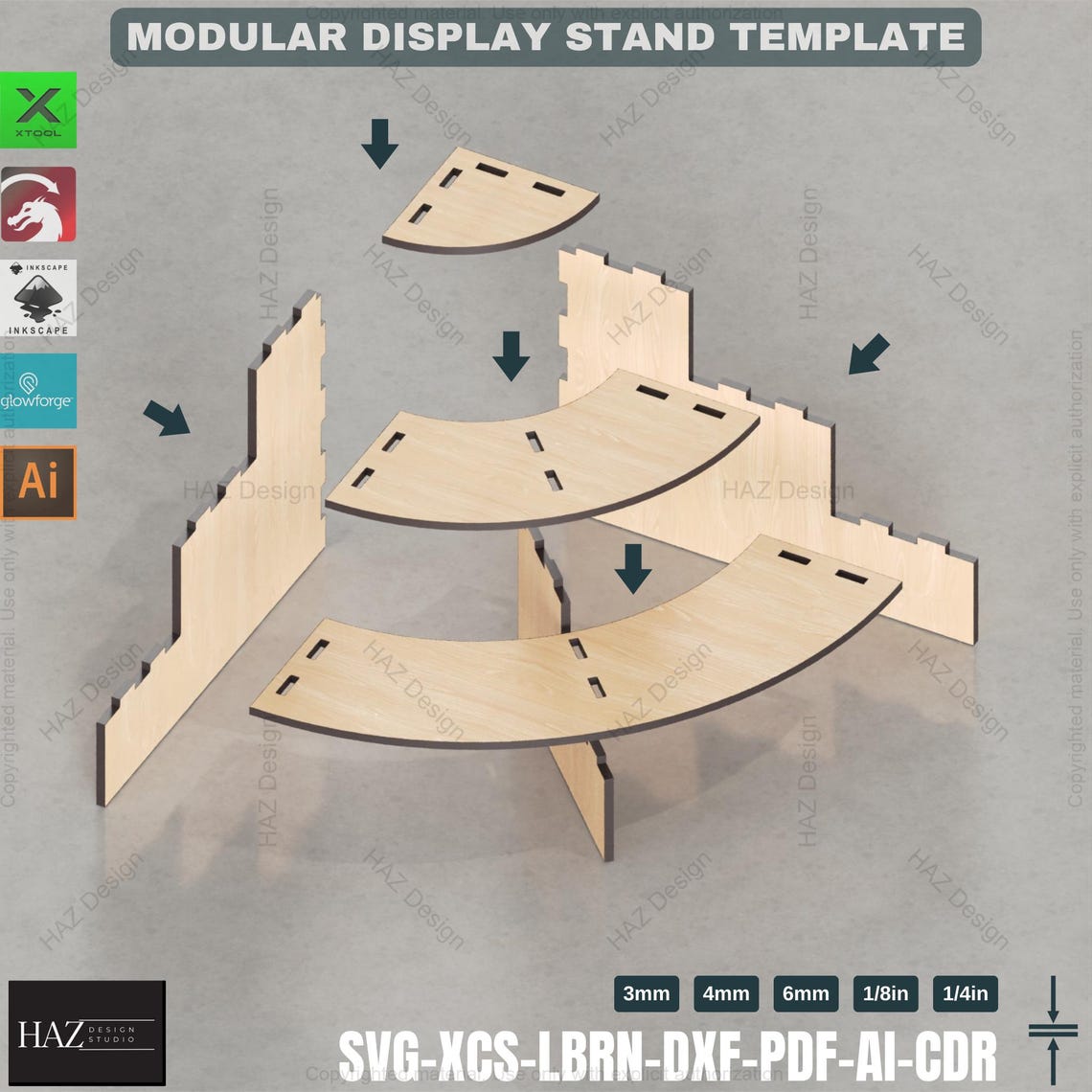 Modular Display Stand SVG Laser Cut Retail Shelving Exhibition Stand,3 ...
