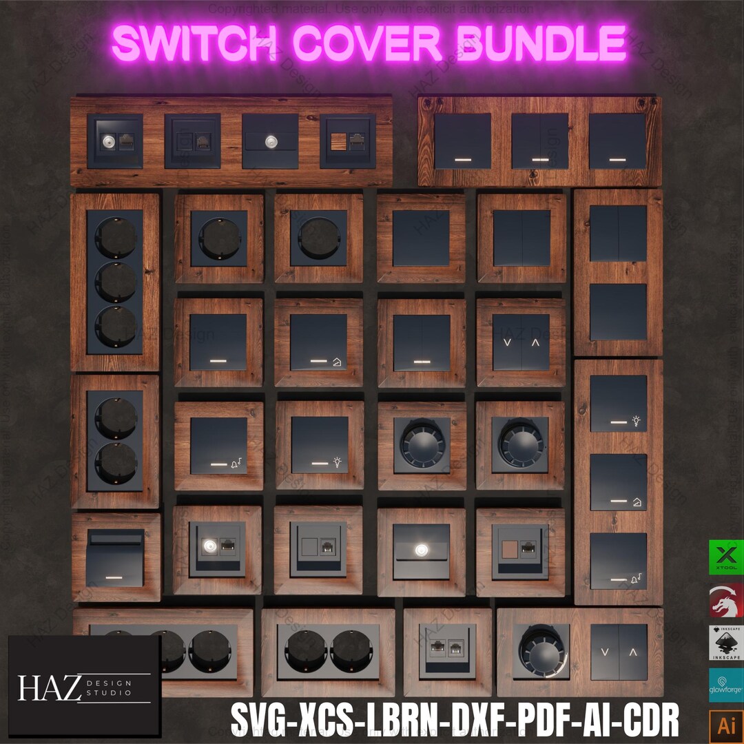 Laser Cut Switch Cover Bundle SVG File Outlet Plates Wall Plate Set ...