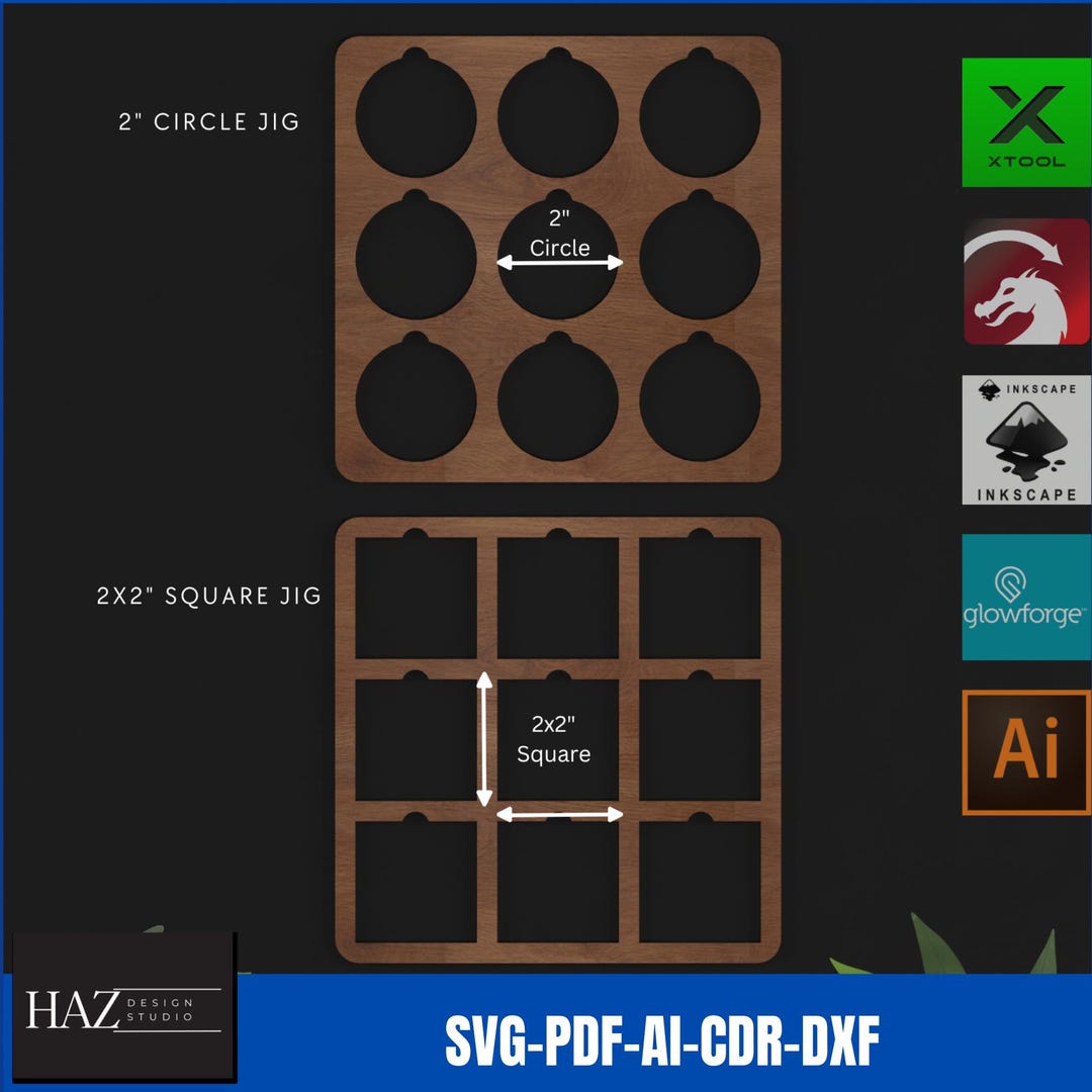 2x2 Square & 2 Inch Circle Laser Jigs Ideal for Custom Engraving ...
