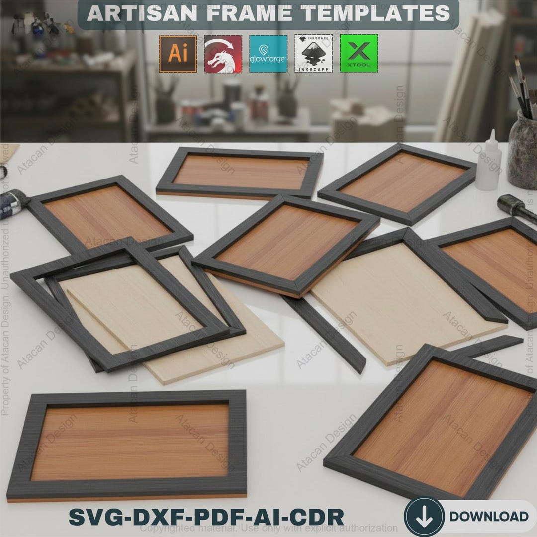 Laser Cut Picture Frame Templates - Customizable Artisan Photo Frame ...