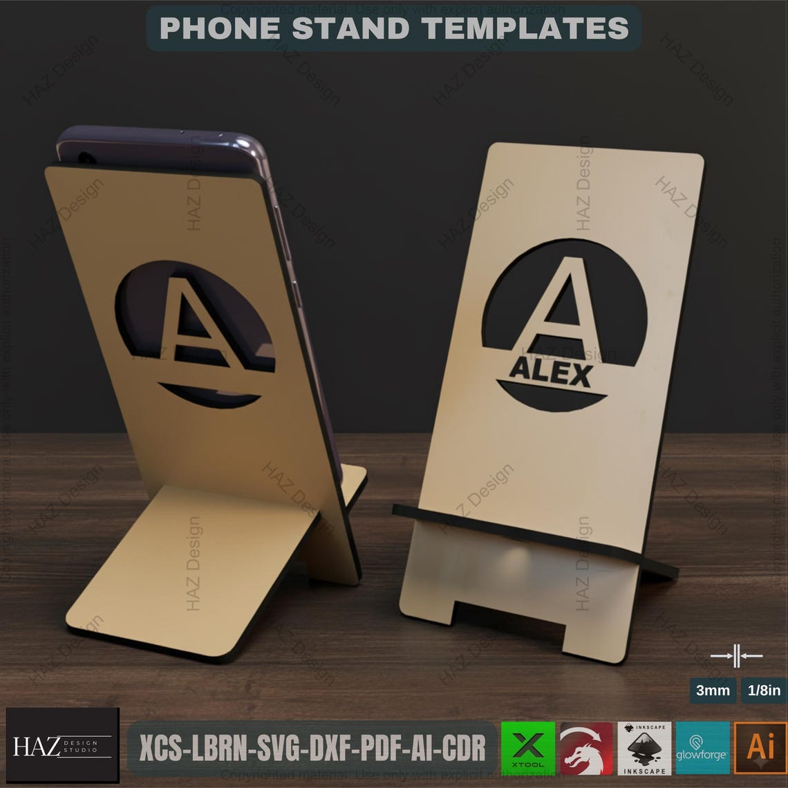 Laser Cut A-Z Phone Stands - DIY Wood Phone Display, Alphabet Wooden ...