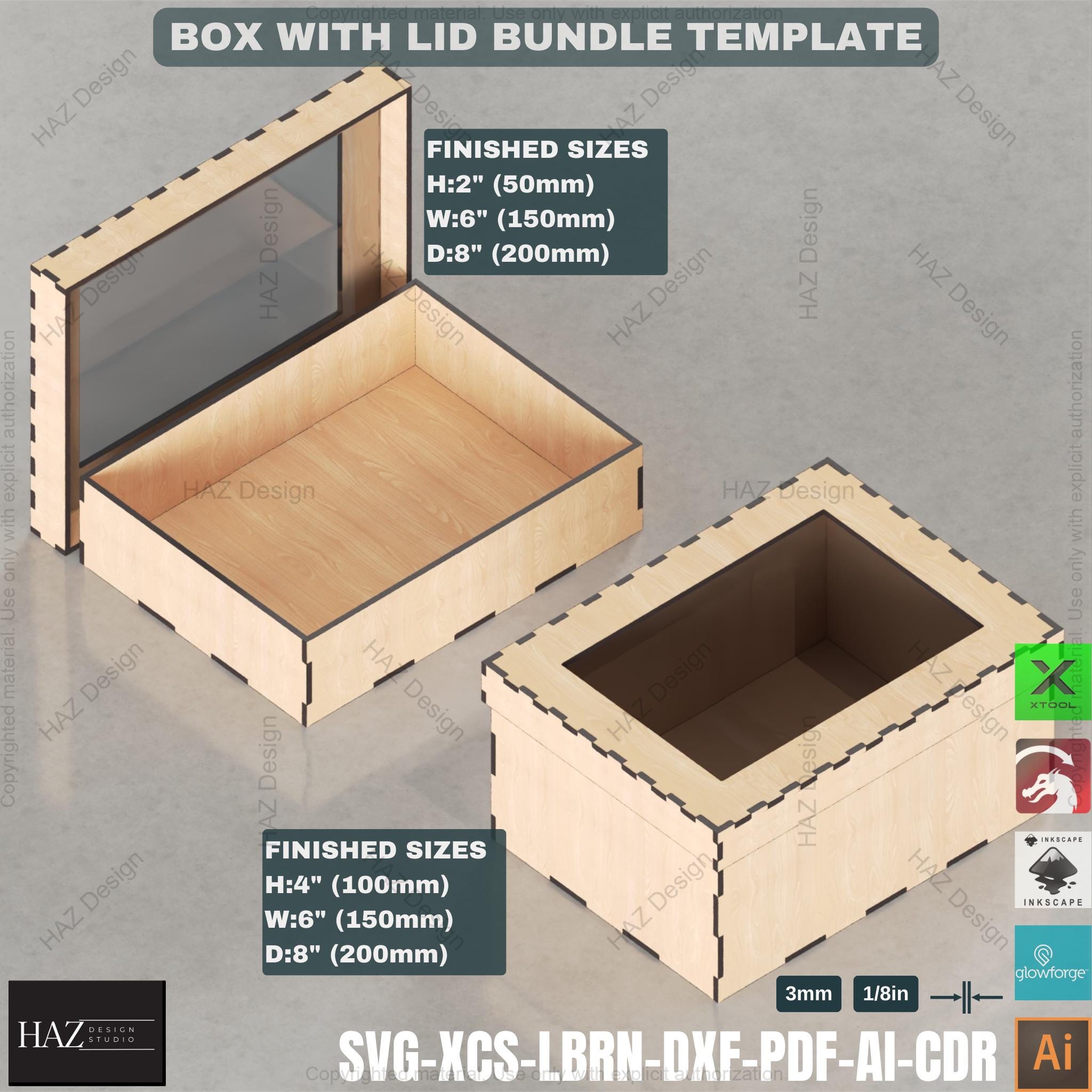 Laser Cut Box Template Bundle 12 Sizes With Lids for Gifts,storage ...