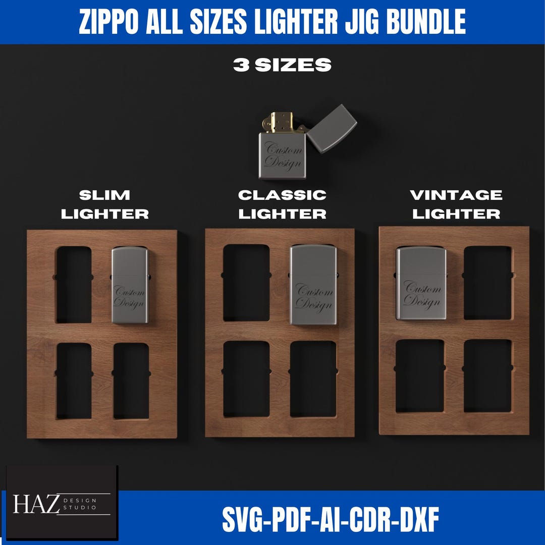 Complete Zippo Lighter Jig Bundle for Laser Cutting 3 Versatile Sizes ...