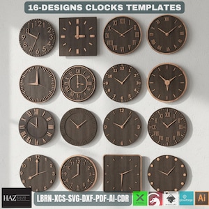 Assorted Clock Design Pack, Laser Engraving Templates, DIY Maker Files ...