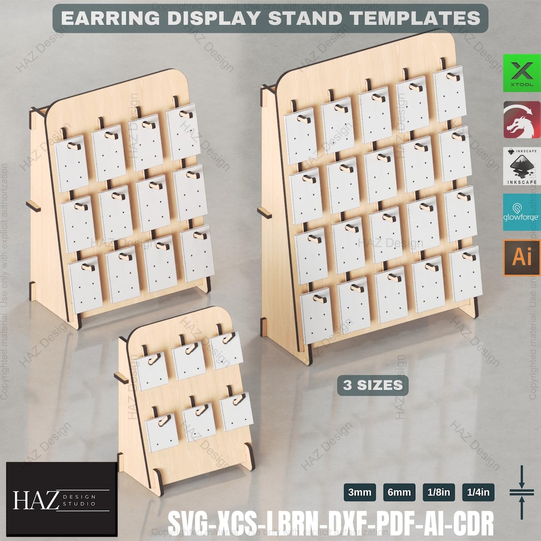 Earring Display 3 Sizes, Jewelry Stand Templates,earring Holder Laser ...
