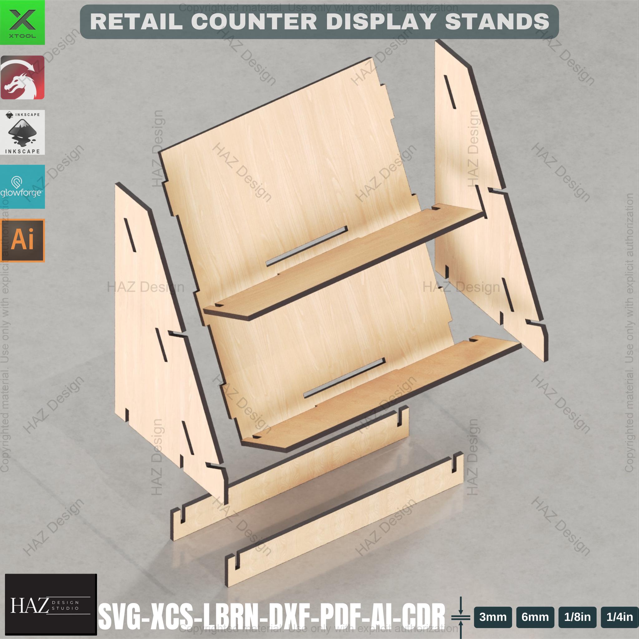 Laser Cut Retail Counter Display Stand Files Multi-tier Shelves for ...
