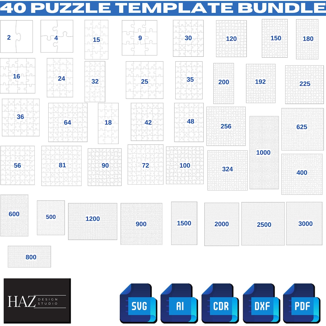Puzzle Svg Templates / Laser Cut Jigsaw Puzzle Bundle / Puzzle Pieces ...