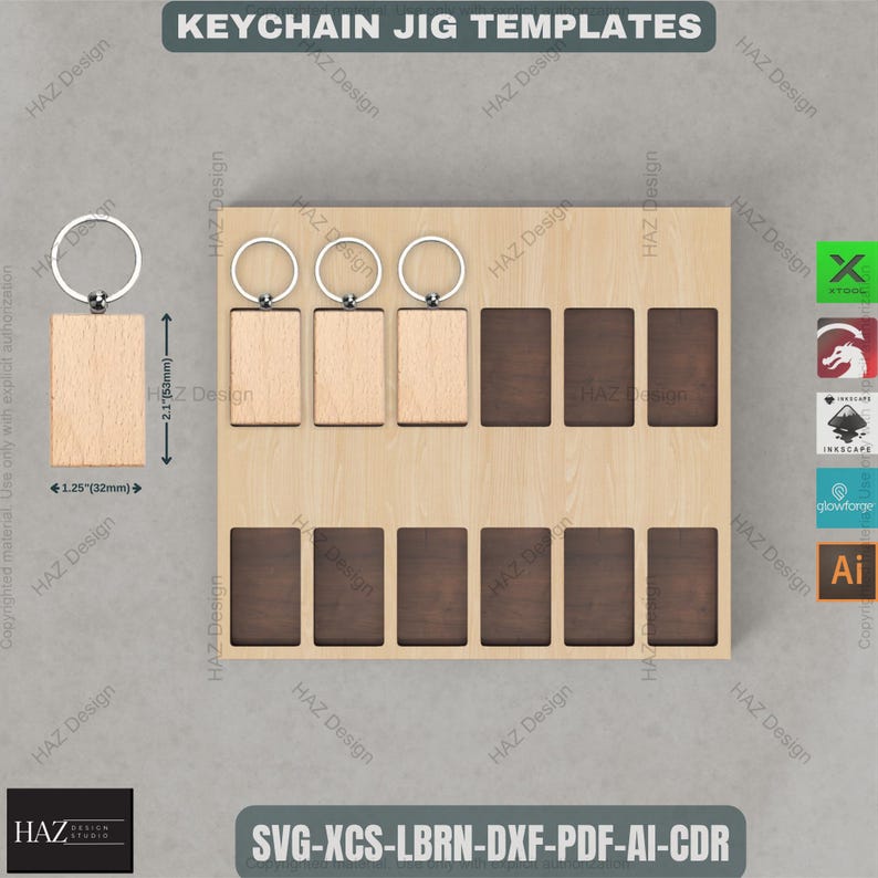 Laser Cut Keychain Jig Bundle, Engraving Template for Wood & Acrylic ...