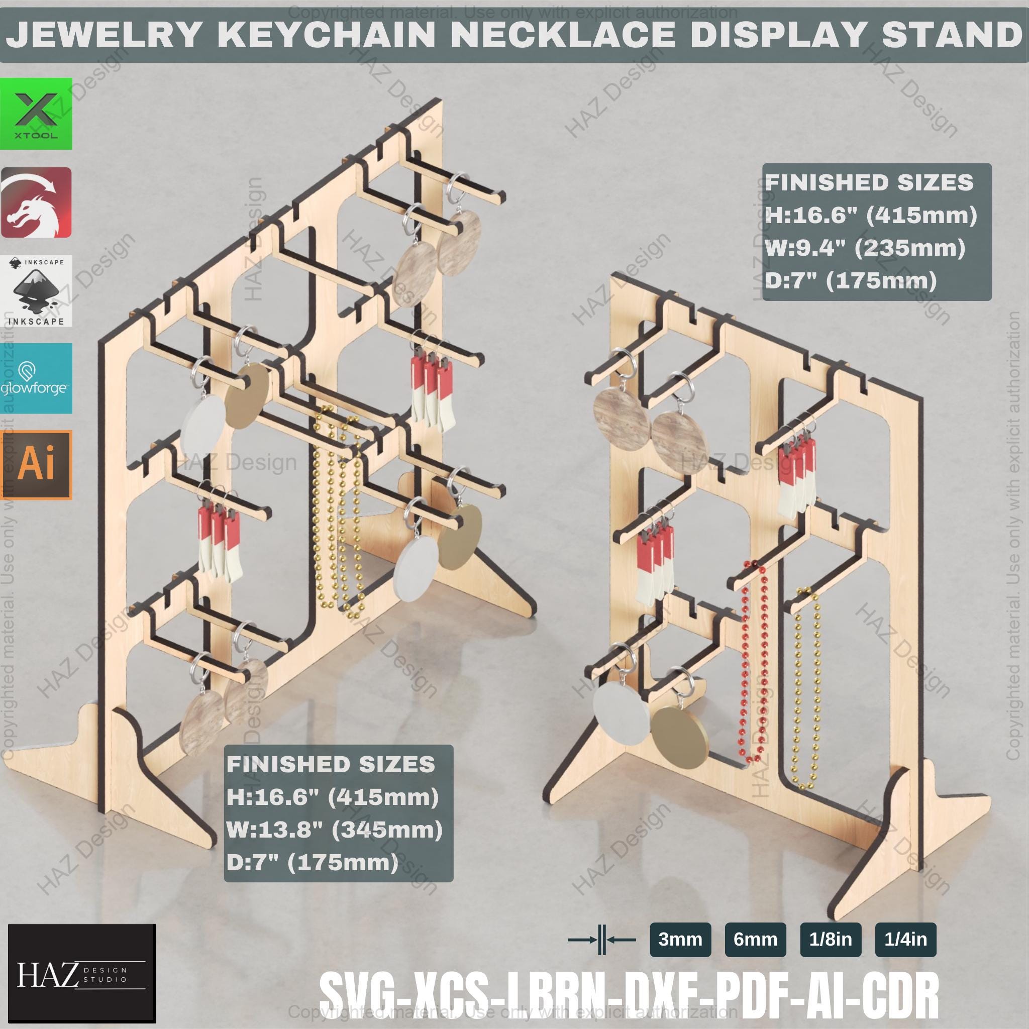 Laser Cut Jewelry Stand & Modular Panel Files Keychain Display Template ...