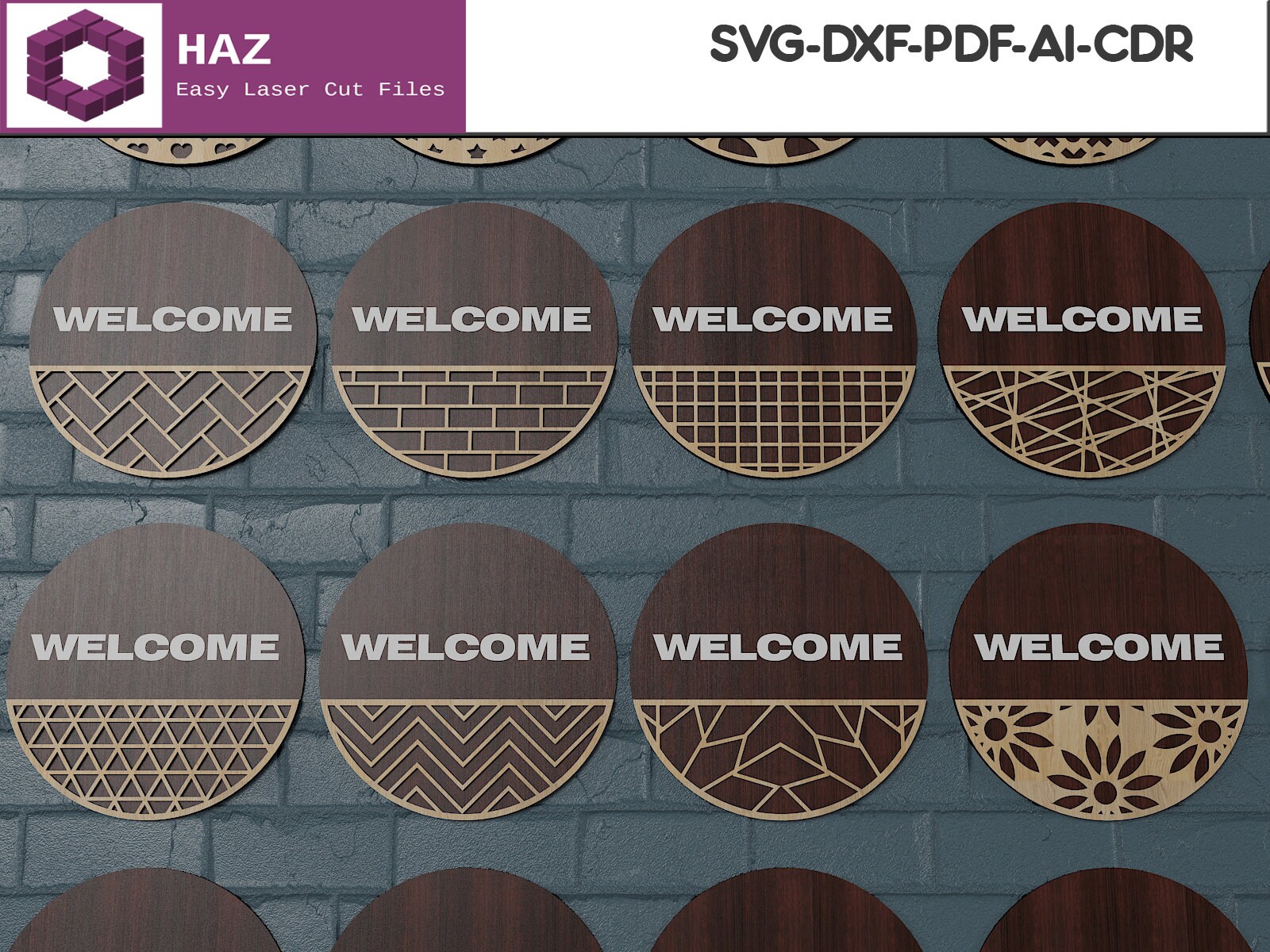Versatile Laser Cut Round Door Hangers - Welcome Sign Decor Files 288 ...
