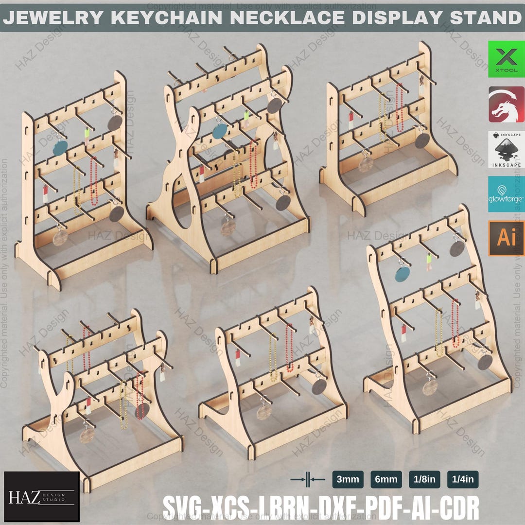Laser Cut Display Stand Bundle - 3 Designs, 6 Sizes for Jewelry ...