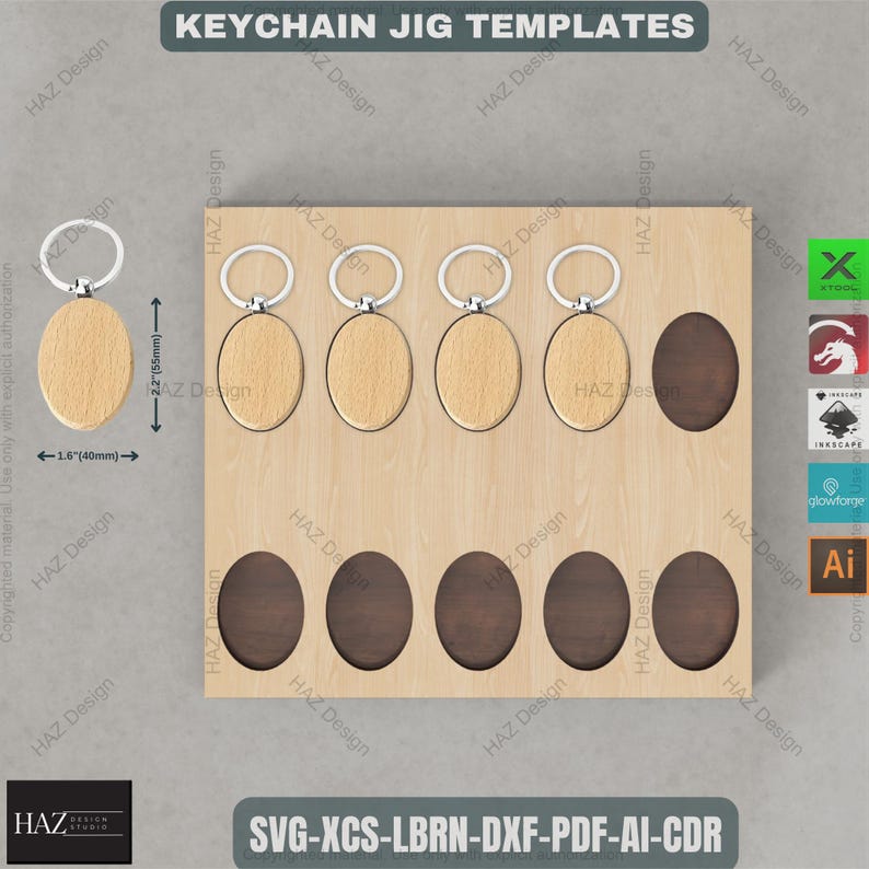 Laser Cut Keychain Jig Bundle, Engraving Template for Wood & Acrylic ...