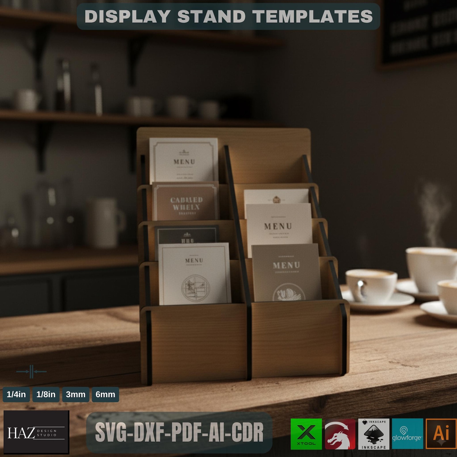 4 Shelf Display Stand / Retail Counter Cardboard Brochure and Leaflet ...