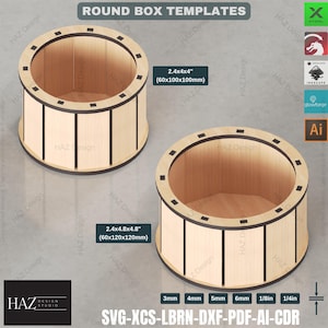 Laser Cut Round Box 8 Sizes, Gift Box SVG Templates,decorative Round ...