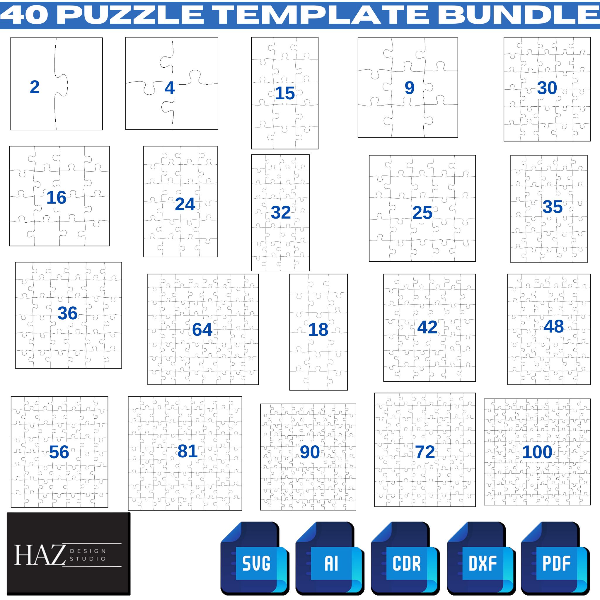 Puzzle Svg Templates / Laser Cut Jigsaw Puzzle Bundle / Puzzle Pieces ...