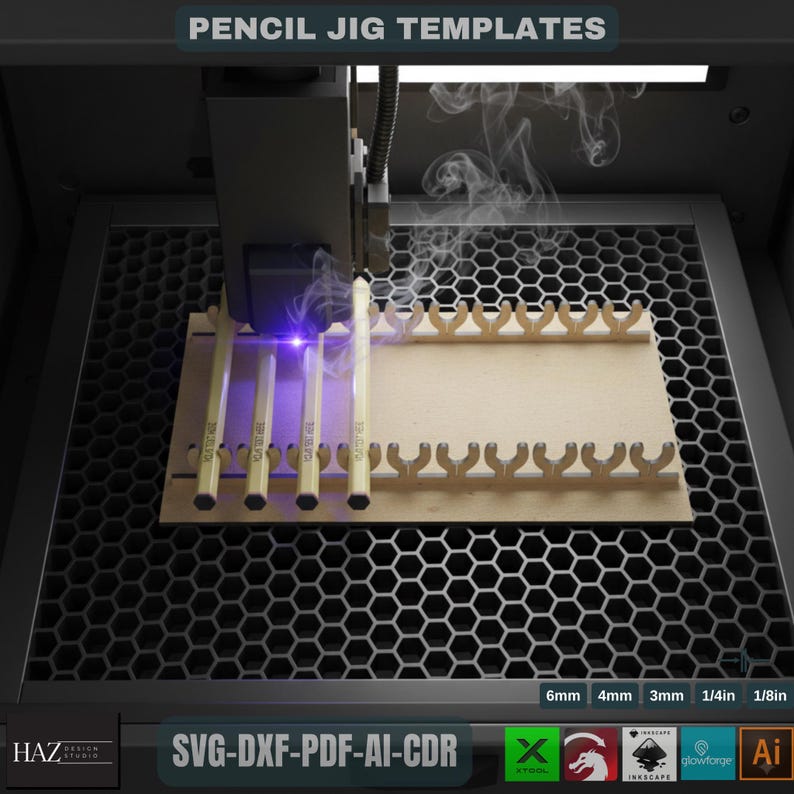 Laser Ready Pencil Jig Template - Jig for Pens - Laser Cut Template SVG ...