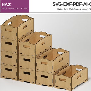 Stacking Box Set / Laser Cut Storage Boxes / SVG DXF CDR Ai Files 006 ...