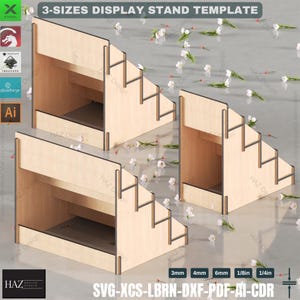 3 Size Display Stand SVG Laser Cut Retail Shelving Template,laser Cut ...