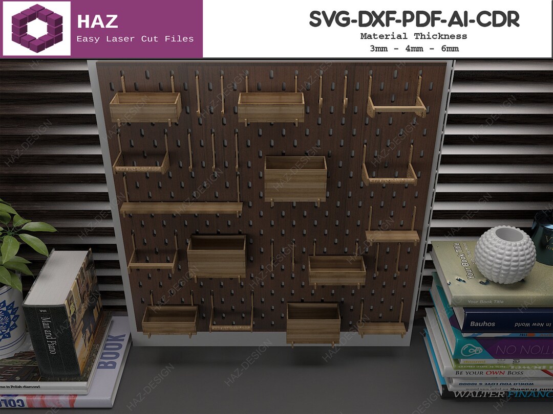 2 Size Perforated Peg Board and Hooks / Wooden Pegboard With ...