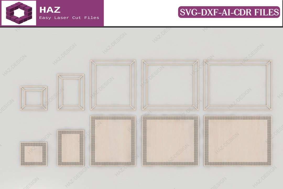 Rattan Cane Photo Frame Set / Wooden Pic Frames / Cane Webbing Seamless ...